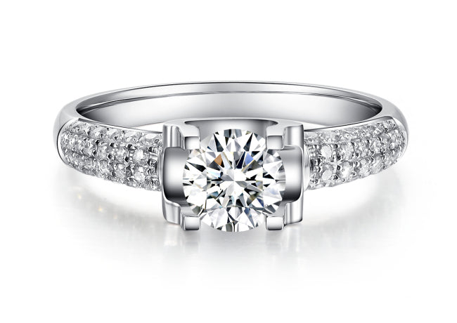 Triple Row U-Shaped Setting Pavé Diamond Engagement Ring – Berkeley Gems